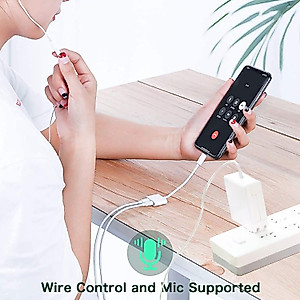 Apple MFi Certified 2 in 1 Dual Lightning Aux Charge Adapter, iPhone Headphones Splitter for iPhone 13 12 11 XS XR X 8 7 6 Support Audio+Charge+Call+Music Volume Control - 2 Pack