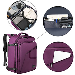 MATEIN Travel Backpack for Women, Expandable Flight Approved Carry on Water Resistant Lightweight Suitcase, Large Business Weekender Personal Item Backpack, Gift for Traveler, Purple