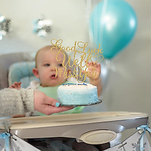 Glitter Good Luck We'll Miss You Cake Topper - Farewell Cake Topper, Retirement Cake Topper, Going Away Class of 2024 Graduation Party Decorations Gold