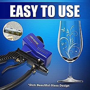 LE LEMATEC Sand Blaster Gun Kit for Air Compressor, Paint/Rust Remover for Metal, Wood & Glass Etching, Up to 150 PSI Continuous Blasting Media for Aluminum, Sand & Soda Blaster Jobs, Blue (AS118-2)