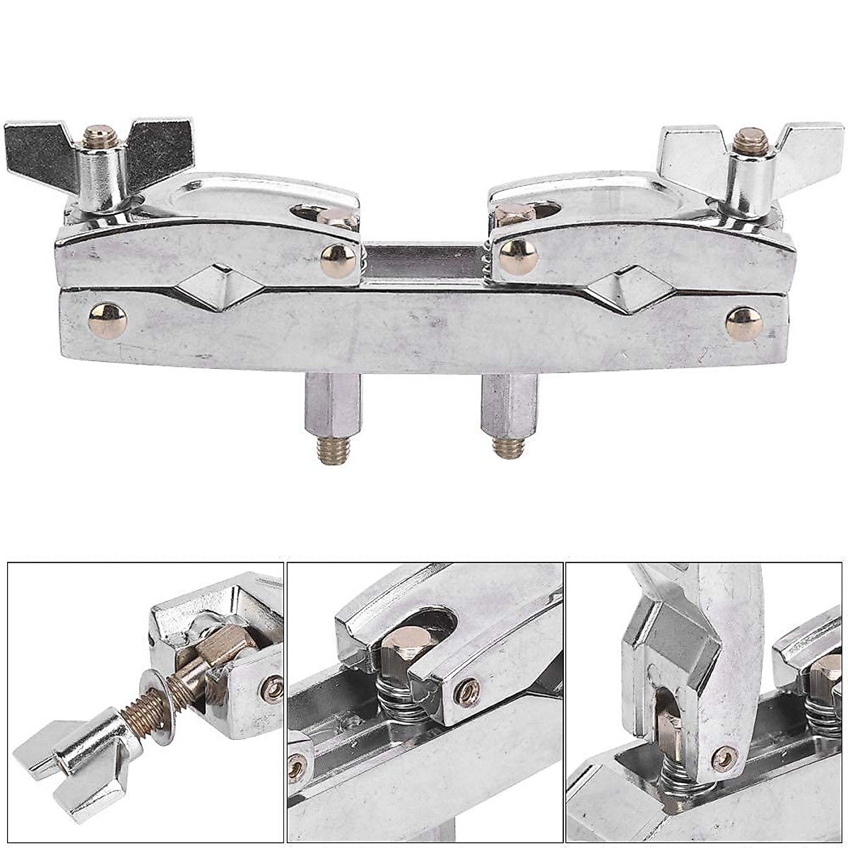 Drum Clip Rod Zinc Alloy Connecting Clamp Holder Bracket Rod Percussion Multi-function Clip Silver