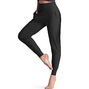 Wjustforu Joggers for Women High Waist Active Sweatpants, Women's Lounge Sweatpant with Pockets ((Small, Black)