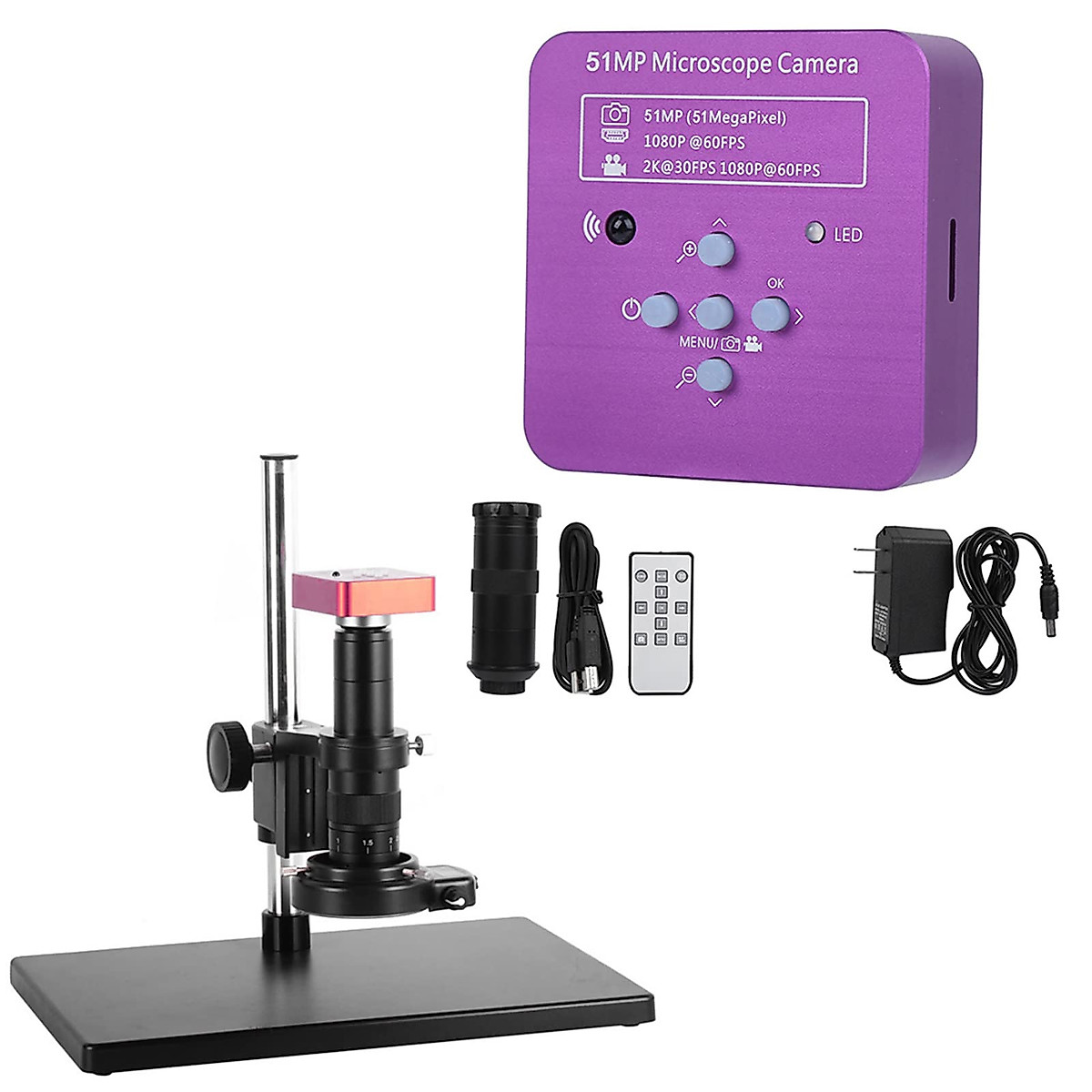 Electronic Digital Industrial Electronic Digital Video Camera,High Definition Microscope Camera Video Microscope Camera 120X C Mount Lens with WB Color Correction Automatic