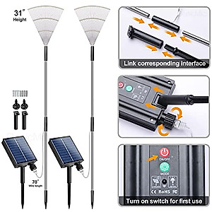 DenicMic 2 Pack Solar Firework Lights Outdoor Garden Lights 200 LED Solar Starburst Lights 8 Mode Solar Star Lights Waterproof Garden Yard Patio Christmas Decor (Multi-Colored)