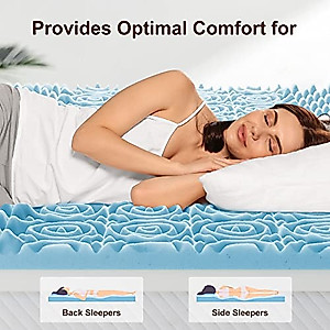UniPon 4 Inch Mattress Topper Queen, Egg Crate Memory Foam Mattress Topper Queen,7 Zones Gel Infused Bed Topper, CertiPUR-US Certified