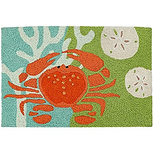 Coastal Red Crab with Coral Jellybean Accent Area Rug