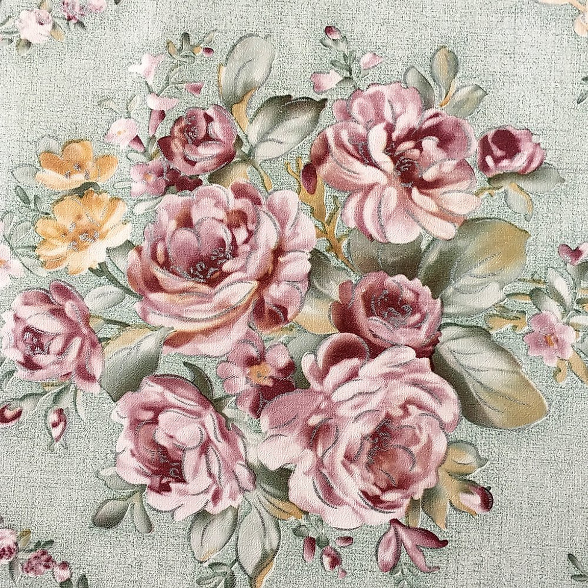 LovingWay Retro Floral Shelf Liner 17.7x177 Inch Self-Adhesive Dresser Drawer Covering Paper DIY Makeup Organizers Boxes Green Rose