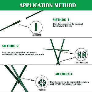 Xiny Tool 126pcs Garden Stakes Set, Includes 50Pack 17" Garden Poles, Tomato Climbing Plant Trellis Plant Climbing Frame for Vegetables Cucumber Fences Beans Outdoor Gardening