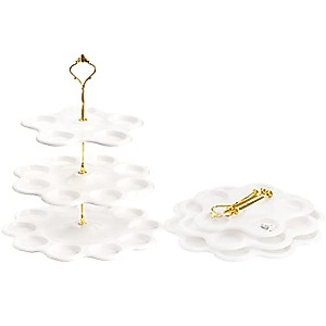 Tosnail 3 Packs 3 Tiers Plastic Cupcake Stand Dessert Stand, Tiered Serving Trays with Gold Rod, Cake Stand, Party Serving Trays Candy Pastry Holders for Wedding and Party - 23 Cavity
