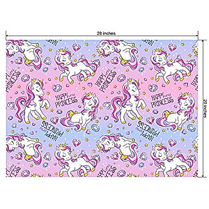 Titiweet Unicorn Wrapping Paper for Girls Kids - 12 Sheets Princess Wrapping Paper for Christmas Birthday Holiday, 20 x 28 Inches Per Sheet