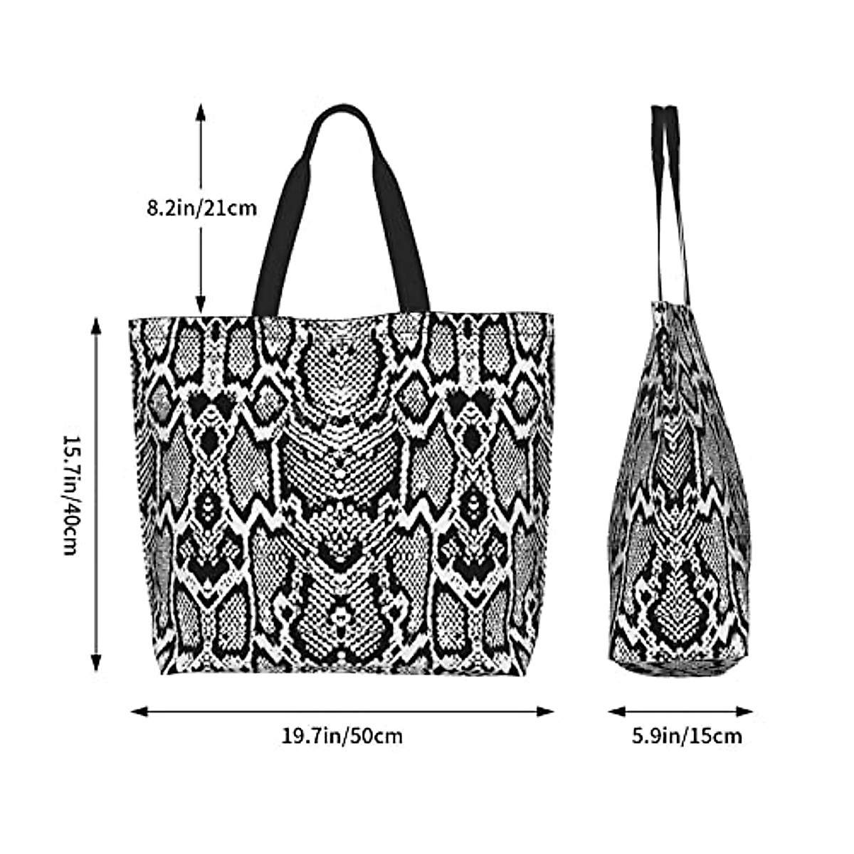 Gelxicu Snake Shoulder Tote Bags Snake Skin Casual Bag Shoulder Handbags Shopping Women Grocery Bags