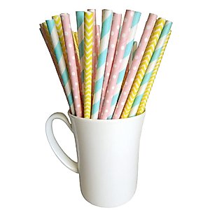 Easter Party Straws (25 Pack) - Pastel Spring Garden Baby shower Party Decorations and Supplies, Easter Party Favors