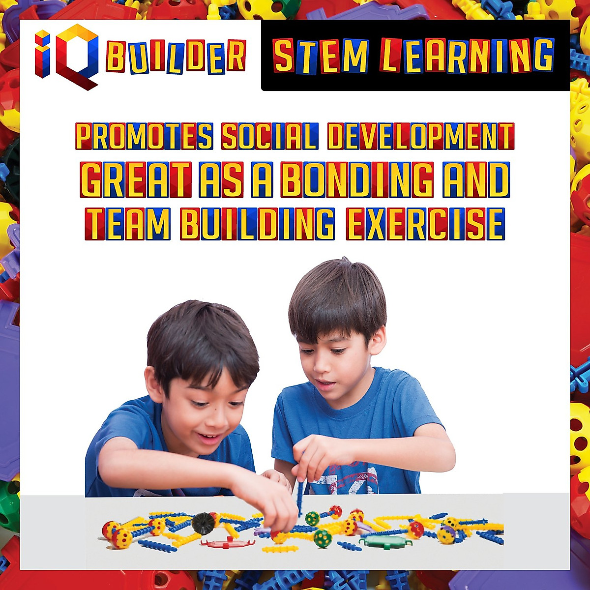IQ BUILDER | STEM Learning Toys | Creative Construction Engineering | Fun Educational Building Toy Set for Boys and Girls Ages 3 4 5 6 7 8 9 10 Year Old | Best Toy Gift for Kids | Top Blocks Game Kit
