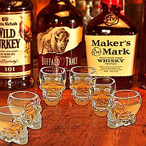 MyGift Clear Glass Novelty Skull Face Liquor Shooter Shot Glasses, Decorative Halloween Drinkware - 2.8 oz, Set of 6