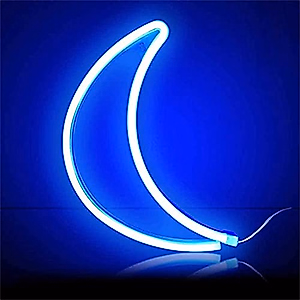 Nordstylee Neon Moon Signs USB or Battery Powered Art Decorative Lights for Children's Room/Birthday Party/Holiday/Wedding Decoration (Blue)