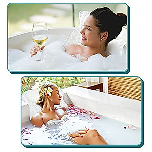 Bath Pillow Luxury Bathtub Pillow, Besititli Ergonomic Bath Pillows for Tub Neck and Back Support, Bath Tub Pillow Rest 4D Air Mesh Breathable Bath Accessories for Women & Men