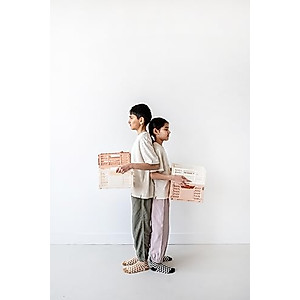 3 Sprouts Recycled Plastic Collapsible Crate - Stackable Folding Storage Crate for Organization for Adults & Kids - Foldable Plastic Crate - Large - Cream