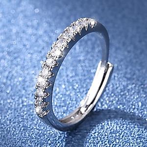 Adjustable Simulated Diamond Ring for Women Zircon Ring Proposal Rings Engagement Wedding Band (Silver, One Size), Rose Gold,White,Purple