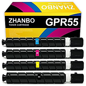 ZHANBO Renmanufactured Toner Cartridge Compatible with GPR-55 Black Cyan Magenta Yellow Toner Set for use in The Canon Image Runner Advance C5535i / C5540i / C5550i / C5560i