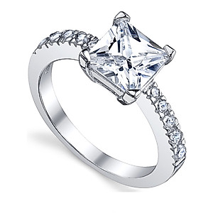 Bonndorf 1.25 Carat Princess Cut Cubic Zirconia CZ Sterling Silver 925 Engagement, Wedding Ring Size 5