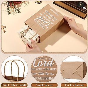 Chiisong 100 Pcs Christian Gift Bags Religious Bible Verse Treat Bags with Handles Inspirational Scripture Church Bag for Sunday School Baptism Guest Birthday Party Favor (Kraft with White)