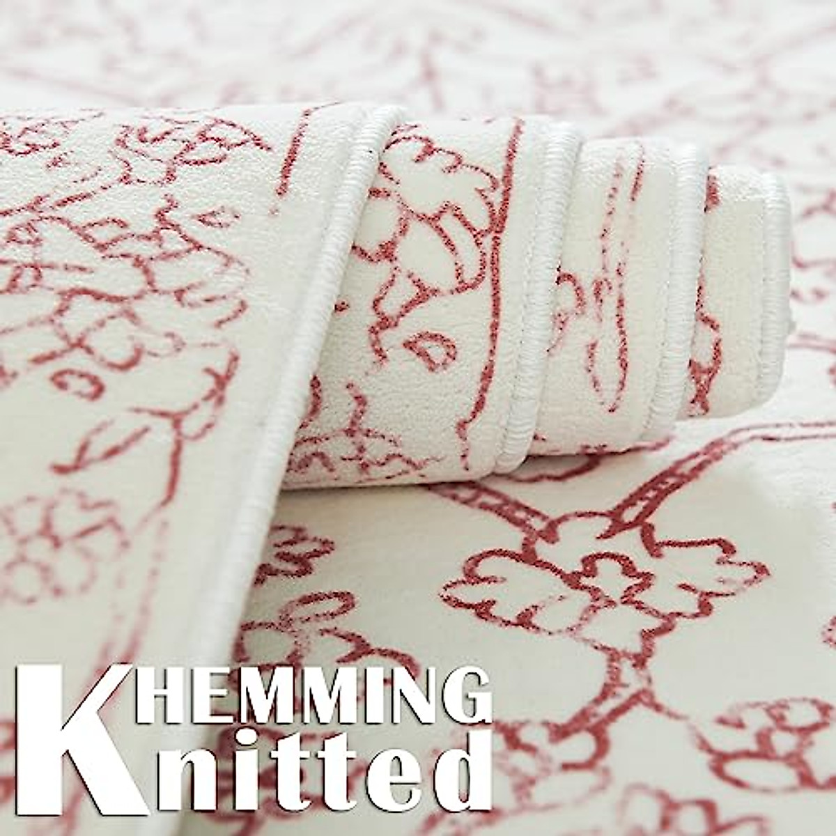 jinchan Area Rug 8x10 Persian Rug Washable Boho Living Room Rug Floral Print Large Rug Indoor Soft Distressed Carpet Thin Rug Bedroom Dining Room Office Farmhouse Red On Cream