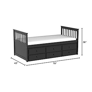 DORTALA Trundle Bed Twin Size, Wooden Daybed w/Trundle and 3 Storage Drawers, No Box Spring Required, Modern Captains Bed Frame for Boys Girls Adults, Great for Bedroom, Guest Room, Espresso