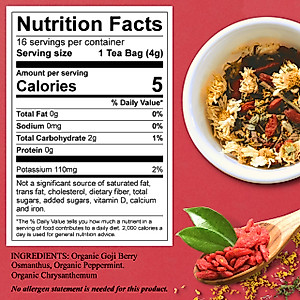 Enoch Detox Tea: Goji Berries Chrysanthemum Organic Naturopathic Herbal Tea. All Natual Flavor, Body Cleanse, Anti Inflammatory, Antioxidants, Promote Kidney, Liver, Digestive Health and Immune