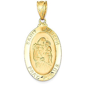 IceCarats 14K Yellow Gold Saint Joseph Medal Necklace Charm Pendant Only