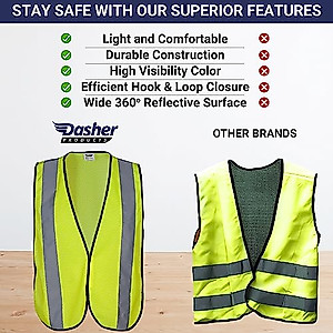 Safety Vest with High Visibility - 2 Inch Reflective Strips, Bright Neon Yellow, Breathable Polyester Mesh Fabric, ANSI ISEA Class Unrated, Hi Viz All Day and Night (10 Pack - Small-Large)