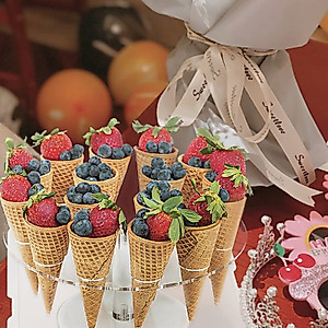 16 Holes Ice Cream Cone Holder Stand, Transparent Acrylic Material Ice Cream Cone Rack Cupcake Cones Baking Rack for Kids Birthday Afternoon Tea Party and More