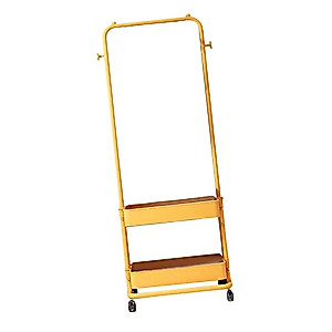 Milageto Multipurpose Clothing Rack with Wheels Rolling Clothes Organizer Small Wardrobe Rack on Wheels Garment Rack for Bedroom Laundry Room Home, Yellow