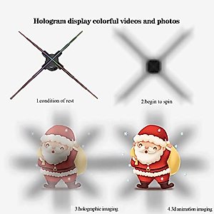 3D Hologram Fan Display with WiFi, Four-Axil Spinning, and High Transfer Speed, Upload by iPhone or Android，31.5 inch 3D Holographic Fan Projector for Shop, Bar