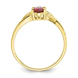 IceCarats 10K Yellow Gold Red Garnet Ring Gemstone Band January Birthstone Jewelry Size 7