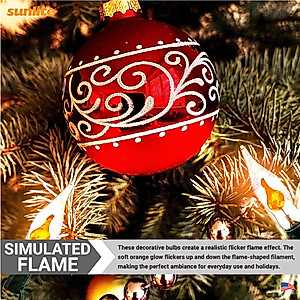 Sunlite 01506-SU Petite Chandelier Flicker Flame Light Bulb Candelabra Base, orange, E12, Clear, 12 Pack, 3 watts