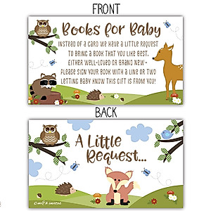50 Count - Books for Baby Request Cards - Woodland Animals Baby Shower