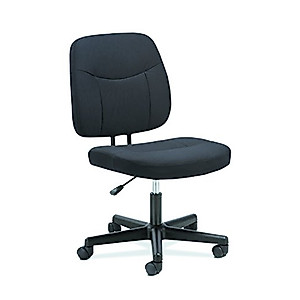 HON Sadie Home Office Desk Chair No Arms, Swivel Desk Chair With Wheels, Task Computer Chair for Office Desk, Black