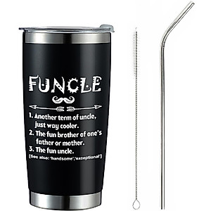 Xildew Funny Funcle Definition Best Uncle Ever Gift Idea Birthday Gift from Niece Nephew Great First Time Uncle Present for Brother Christmas Gift for Man Him Stainless Steel Tumbler 20 oz Black