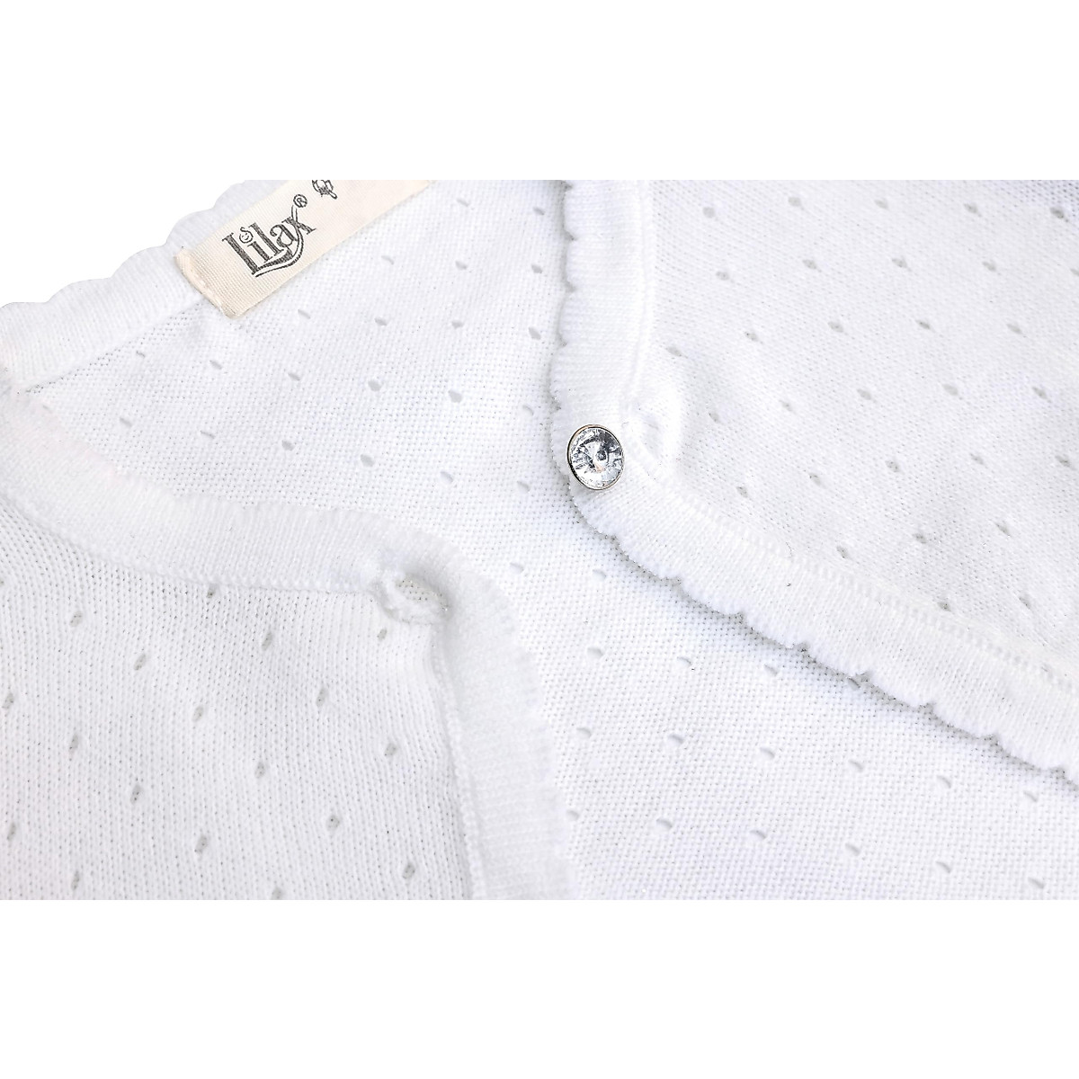 Lilax Baby Girls' Knit Long Sleeve One Button Closure Bolero Shrug 3-6 Months White