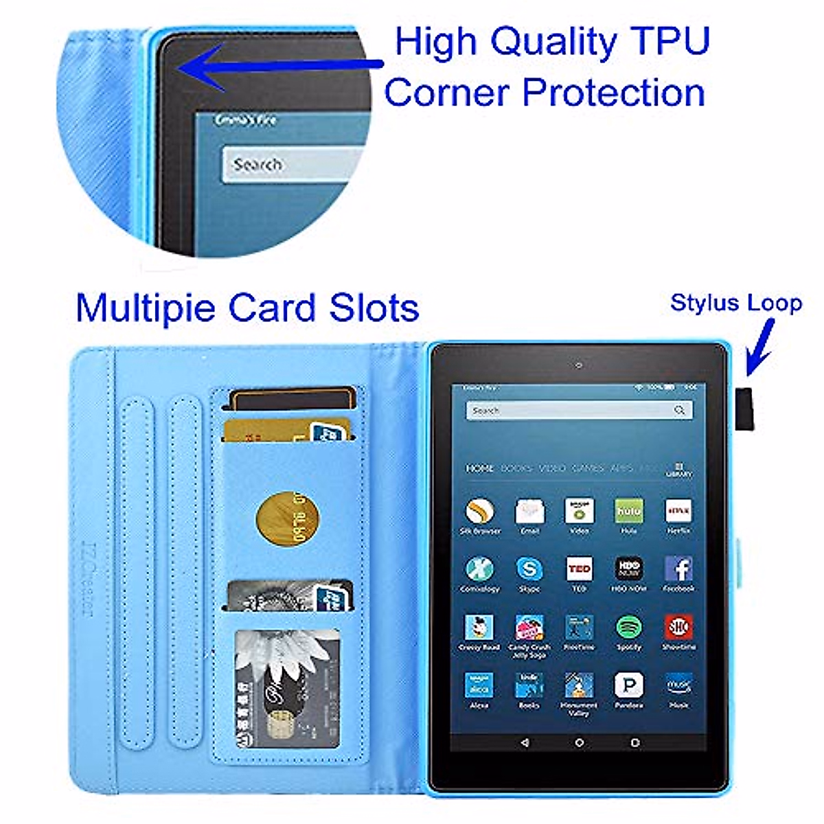 Case for Kindle fire HD 8 Old Model (Only Fit 2018 2017 2016, 8th/7th/6th Gen), Not Fit HD 8 2020 Tablet and HD 8 Plus, JZCreater Standing Case Cover with Auto Wake/Sleep, Purple Butterfly