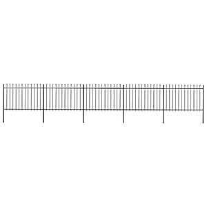 Garden Fence with Spear Top,Garden Fence Border,Portable Fence,Privacy Fence,Fencing for Yard,Private Fence,Garden Fence for Dogs,for Patio,Backyard,Outdoor Pool,Porch,Steel 334.6"x47.2" Black