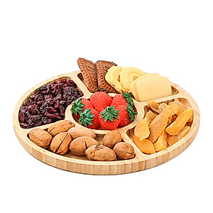 Round Cheese Board, Large Charcuterie Board 10 inch, Bamboo Cheese Serving Platter for Dinner, Party or Wedding, Fruit Tray for Daily Entertaining Guests
