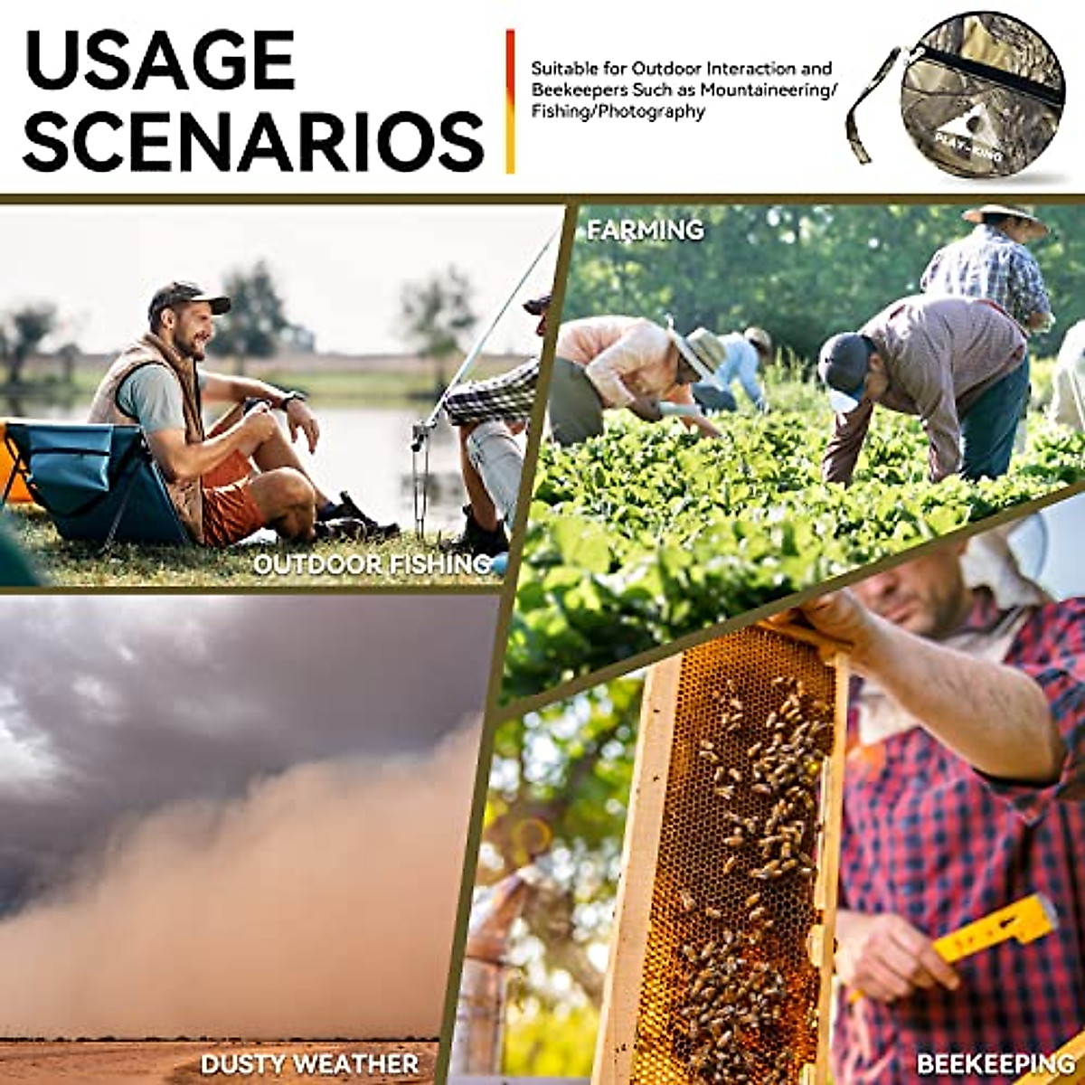 Head Net Hat Beekeeping Beekeeper Bee Veil Hat Bucket Hat with Hidden Net Mask Hunting Netting Hat Detachable Mesh Hood Cap Halloween Costume for Men Women Safari Hat Outdoor Hiking Fishing Gardening