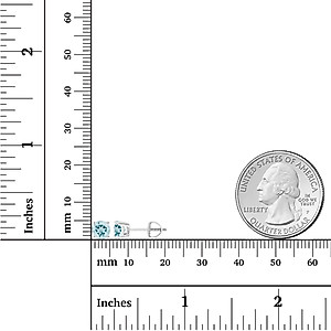 925 Sterling Silver 5mm Round Natural Aquamarine March Birthstone Screwback Stud Earrings