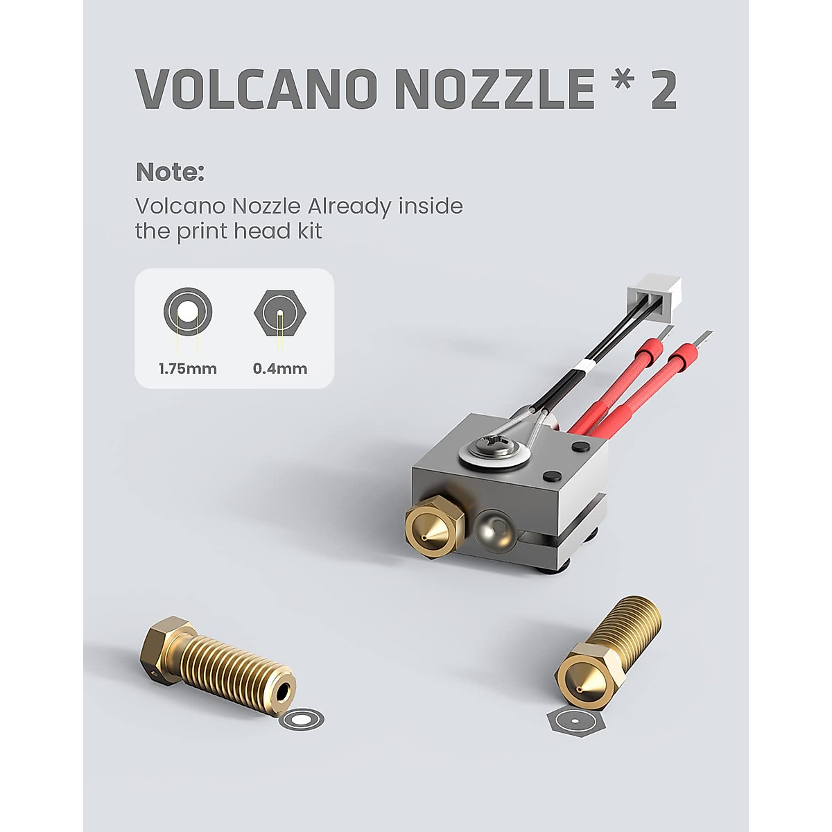 FOKOOS Odin-5 F3 3D Printer Accessories (V Slot Wheel * 6 Print Head Kit * 2 Ribbon Cables * 2 Break Detection * 1 Flat Head Screwdriver * 1 0.4mm Volcano Nozzle * 2)