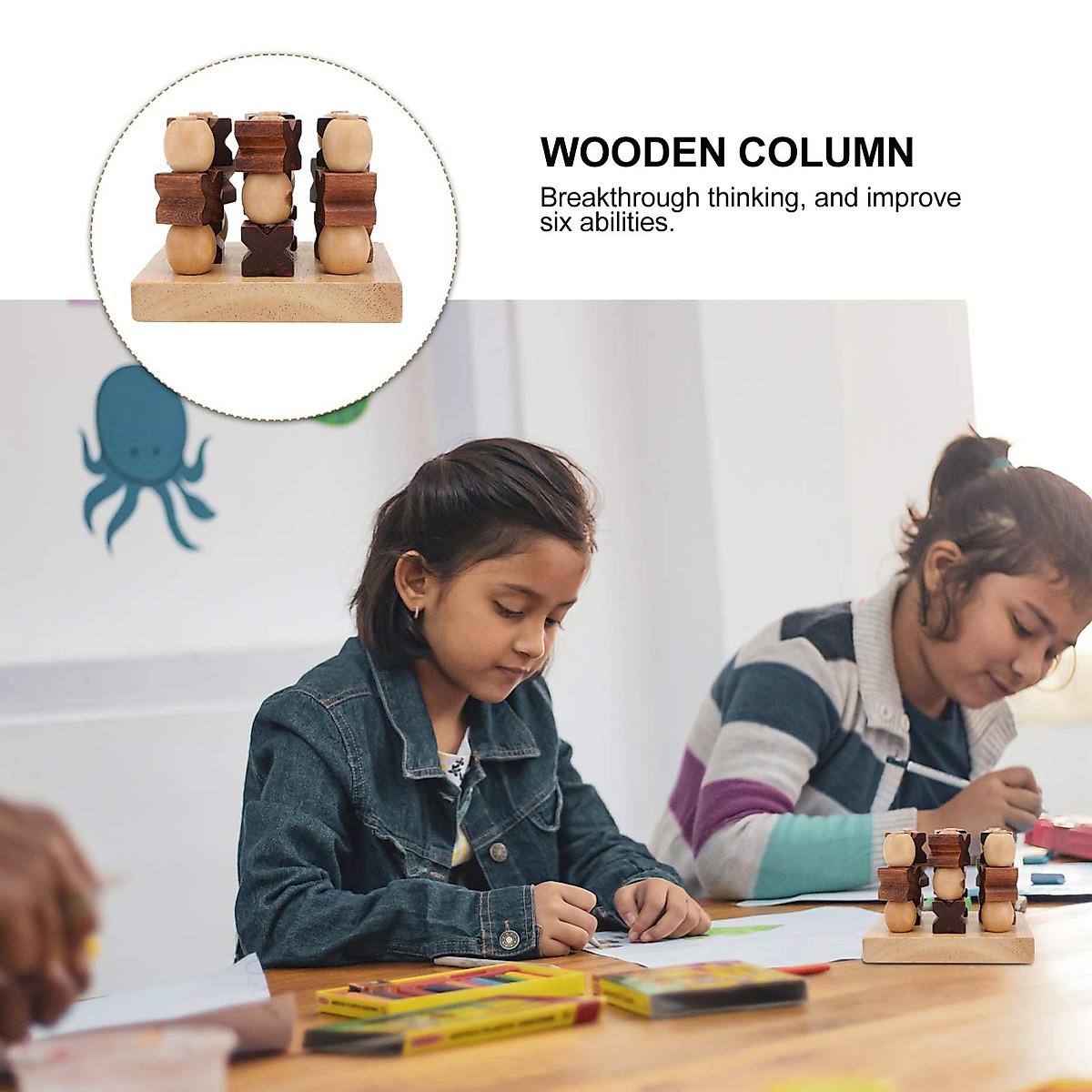 Kisangel 3D Wooden Toe Game Board for Kids Adult Family Tabletop Board Game Family Game Wood Strategy Board Game 1 Set