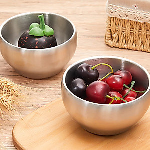 Tessco 10 Pcs 12 oz Stainless Steel (304) Bowls Matte Double Walled Bowl Kids Toddler Ice Cream Bowls for Serving Food Snacks Feeding Hot Soup, Dishwasher Safe