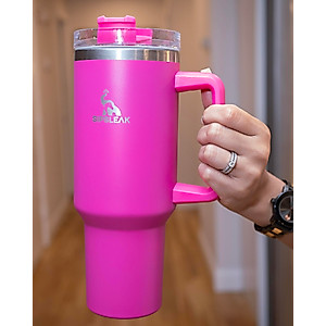 Du&Kha SIPSLEAK 40 Oz Tumbler with Handle and Straw – Stainless Steel Insulated Tumblers with 2 Lids, 2 Straws, Straw Brush – Portable and Reusable Coffee Tumbler Travel Coffee Mug Keeps Hot and Cold