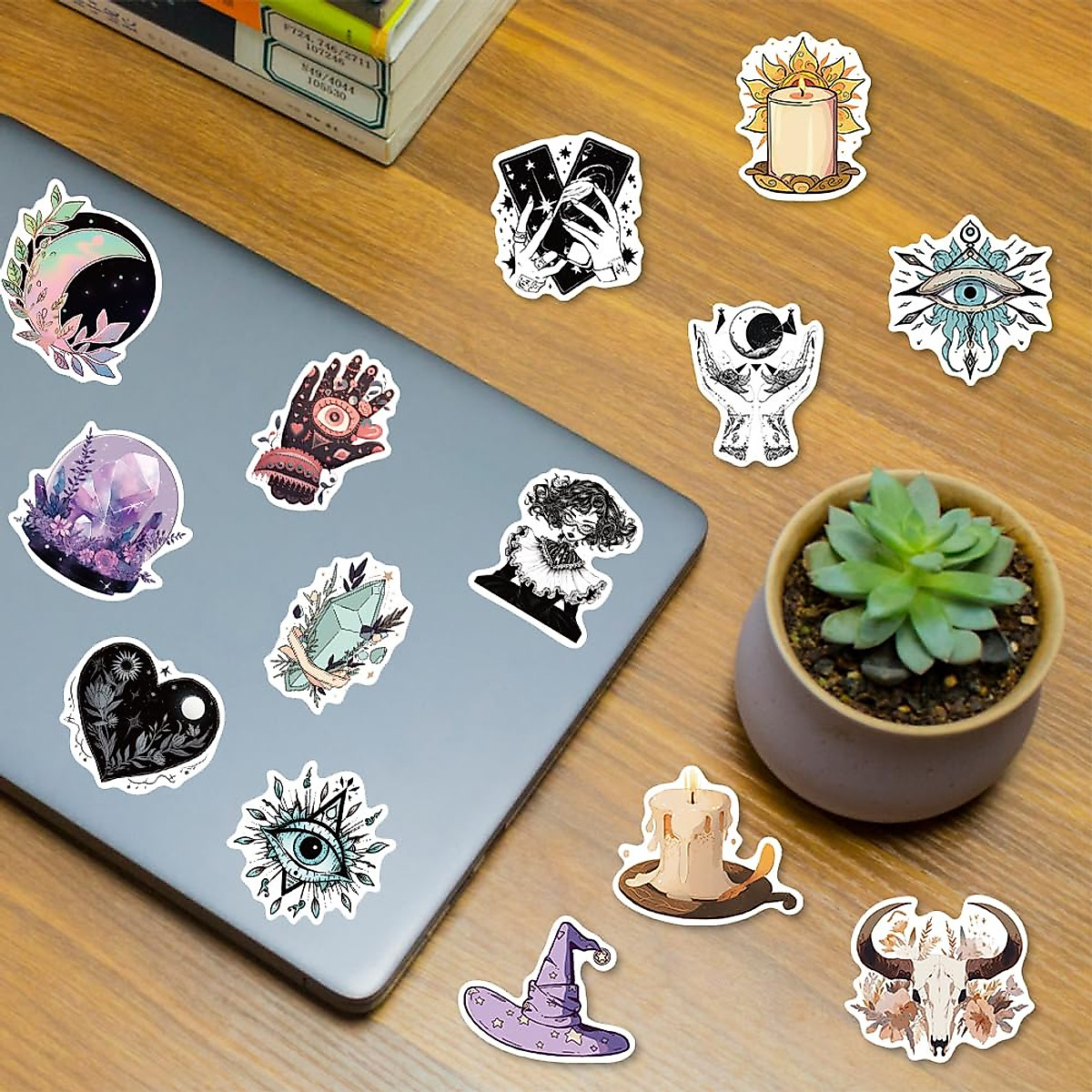 Witchy Stickers for Kindles Water Bottles, 100PCS Waterproof Spooky Aesthetic Stickers for Adults Girls Teens, Cute Hippie Indie Celestial Stickers for Laptop Books Scrapbooks Journals