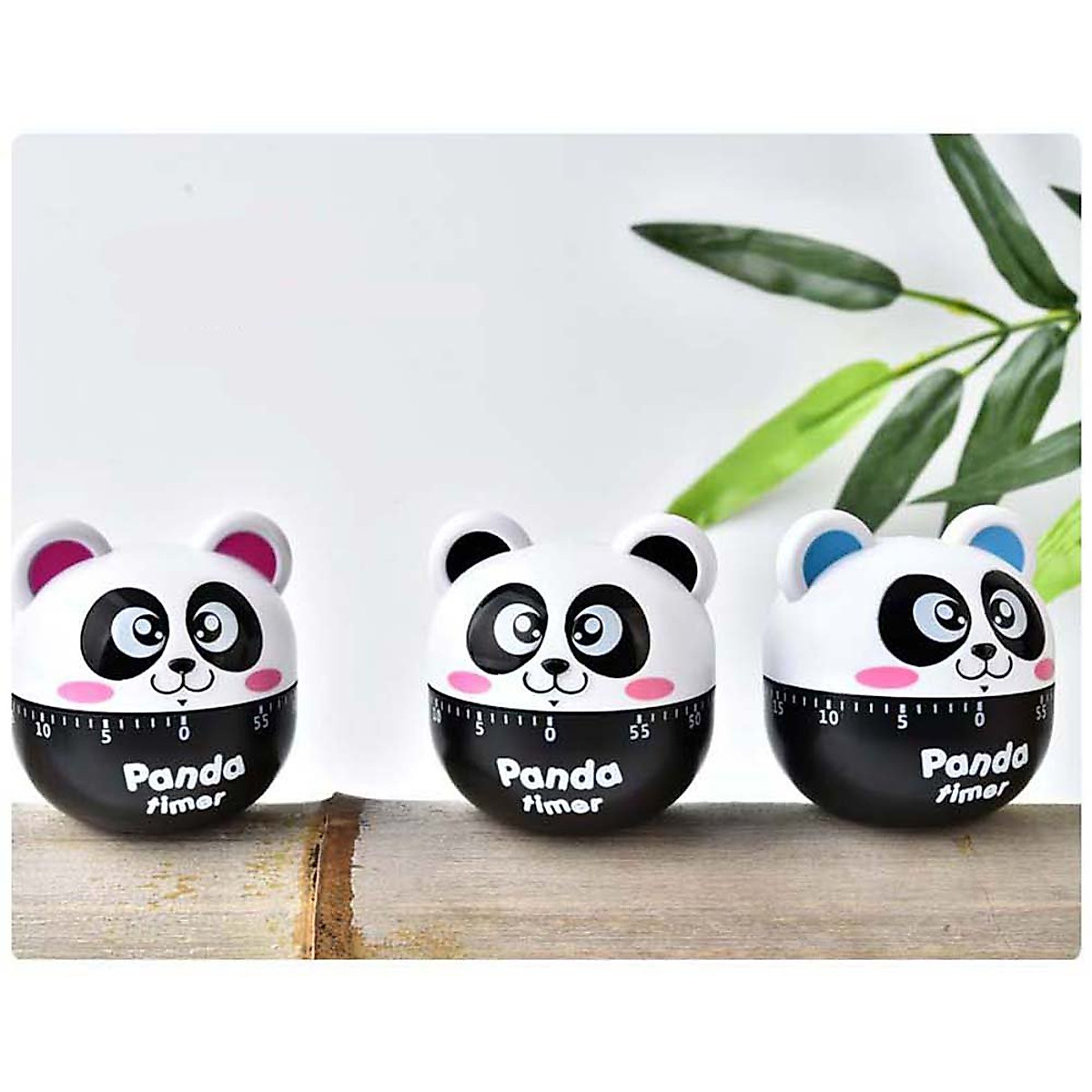 Mini Size Cartoon Panda Machinery Timer 60 Minutes Mechanical Kitchen Cooking Timers Clock Loud Alarm Counters Manual Timer Kitchen Utensil (Black)